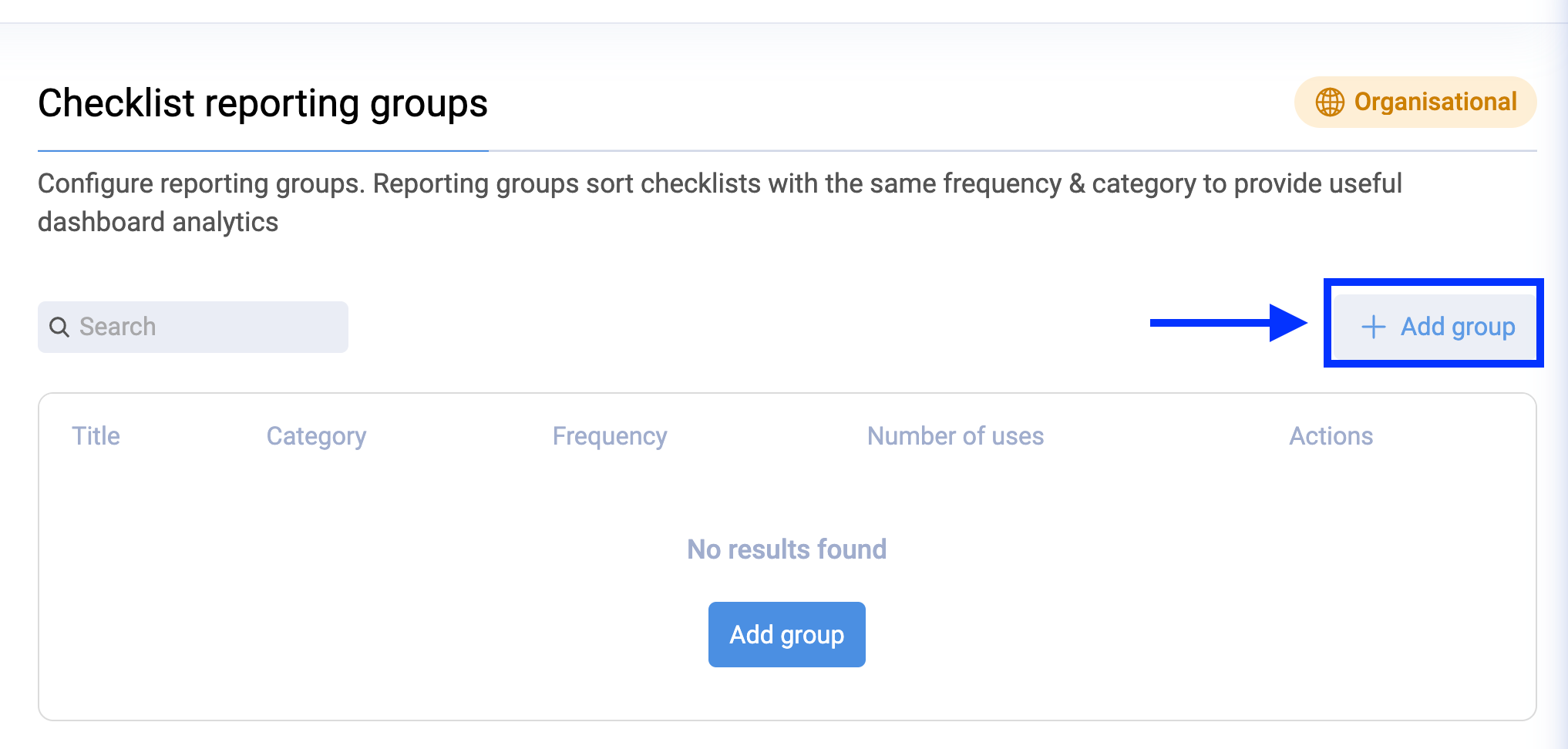 How to create a reporting group for Alkimii Checklists?